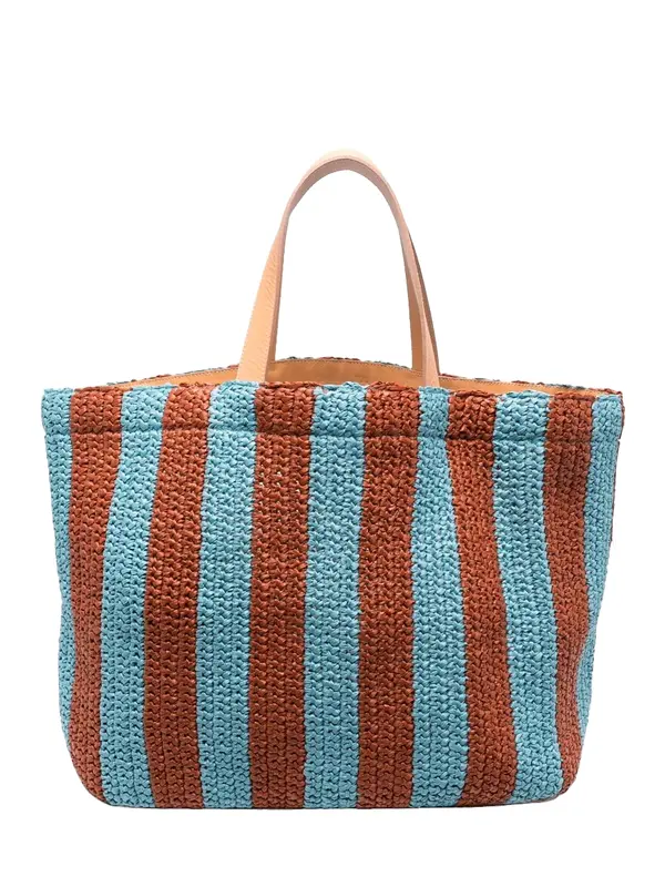 La DoubleJ Riviera Striped Raffia Tote - Blue