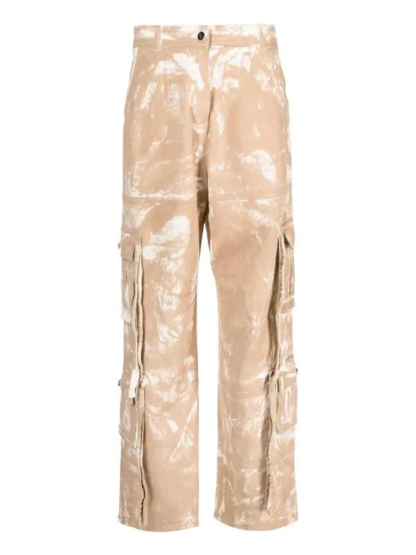 ANDREĀDAMO Faded-print Cargo Trousers - Neutrals