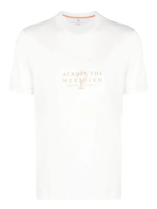 Brunello Cucinelli Slogan-print Cotton T-shirt - White
