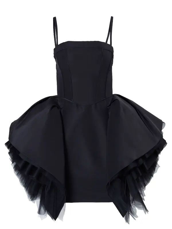 Carolina Herrera Ruffled-tulle Silk Dress - Black
