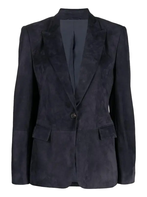Brunello Cucinelli Single-breasted Leather Blazer - Blue