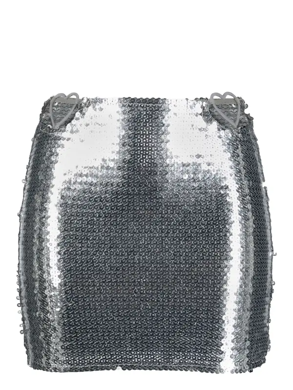 NENSI DOJAKA Heart Cut-out Sequined Miniskirt - Silver
