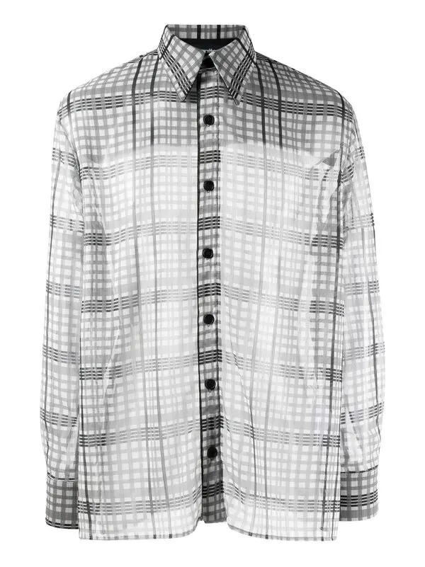 AV VATTEV Semi-sheer Check-print Shirt - Grey