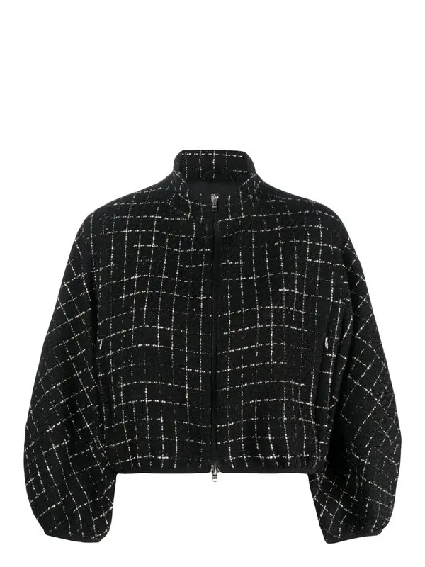 Herno Grid-patterned Cropped Jacket - Black
