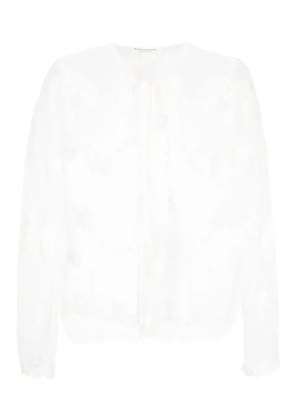 Philosophy Di Lorenzo Serafini Embroidered Sheer Blouse - White