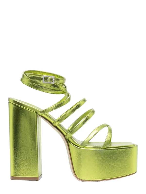 Paris Texas Melena 135mm Metallic Platform Sandals - Green