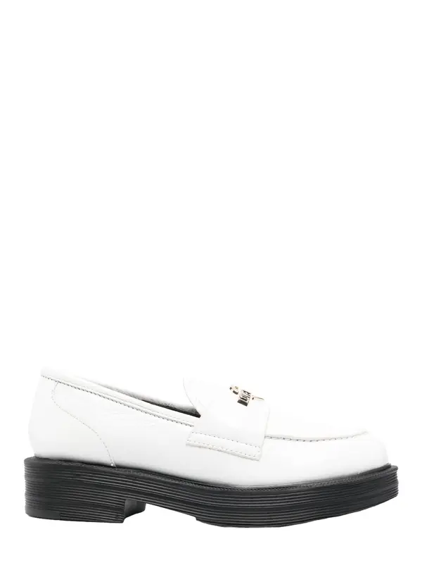 Moschino Logo Plaque Loafers - White
