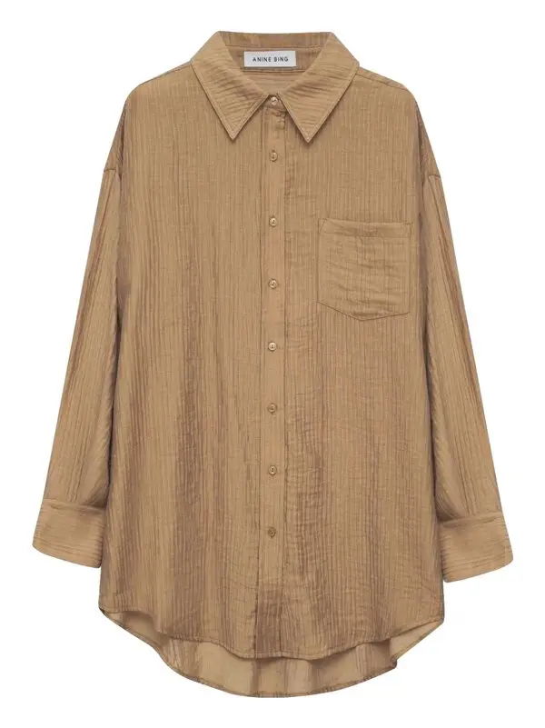 ANINE BING Tio Long-sleeve Shirt - Brown