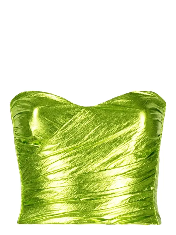 FORTE_FORTE Taffeta Strapless Crop Top - Green