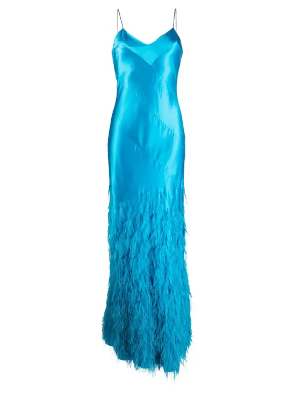 Cult Gaia Hansal Feathered Gown - Blue