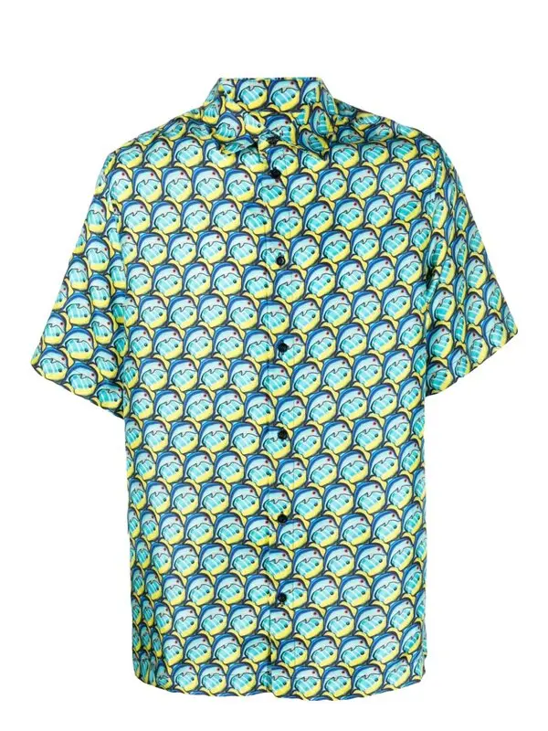 BOTTER Dolphin-print Silk Shirt - Blue