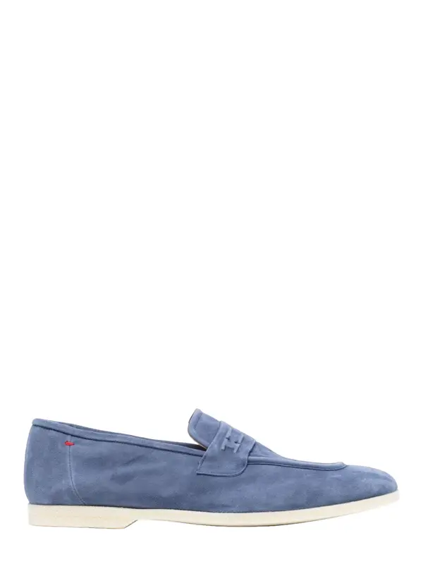 Kiton Square-toe Suede Loafers - Blue