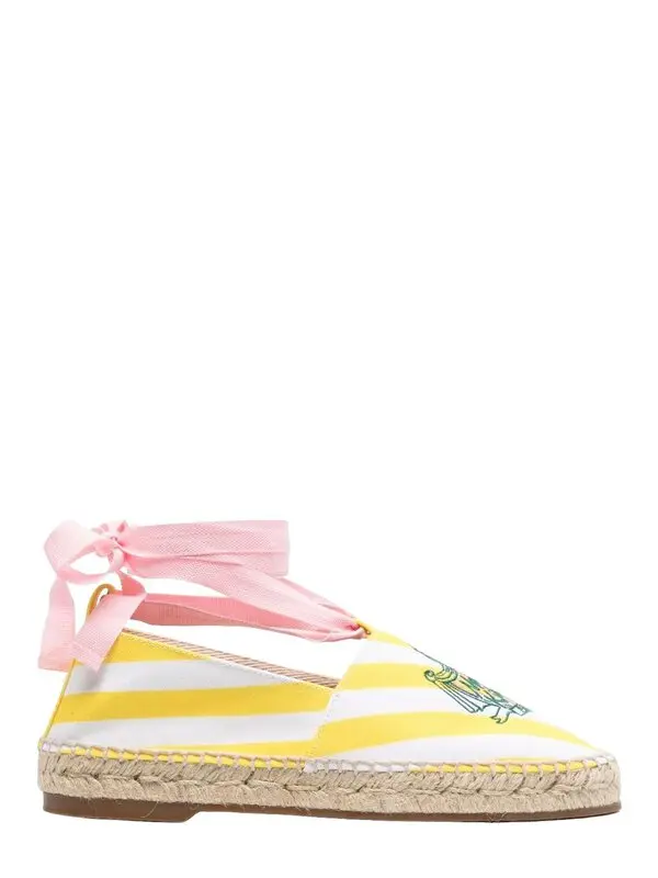 Maison Kitsuné Striped Lace-up Espadrilles - Yellow