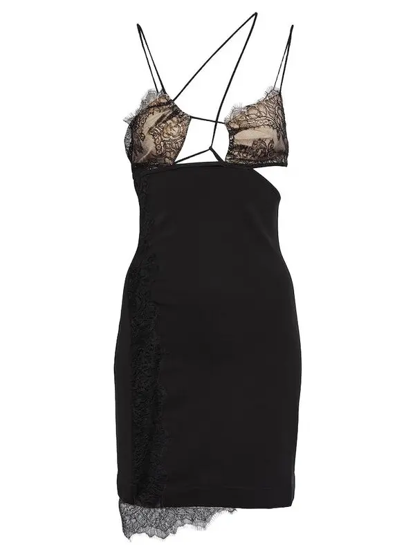 NENSI DOJAKA Lace-trimmed Minidress - Black