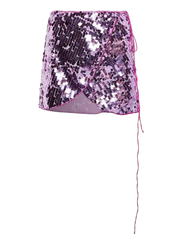 Oseree Lumière Embellished Skirt - Pink