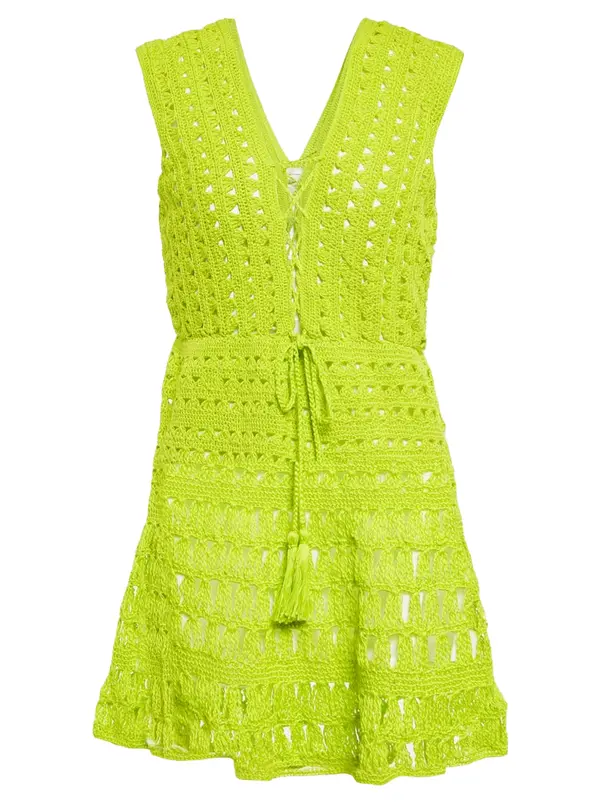 Anna Kosturova Jennifer Crochet Cotton Minidress - Green