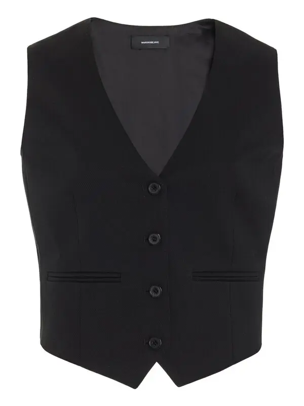 Wardrobe.NYC Cropped Wool Vest - Black
