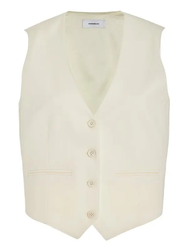 Wardrobe.NYC Cropped Wool Vest - White
