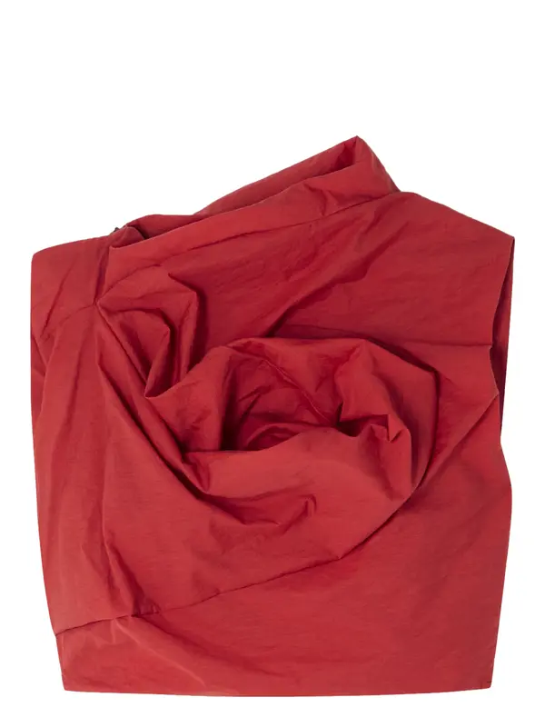 Acne Studios Cropped Draped Cotton-blend Poplin Top - Red