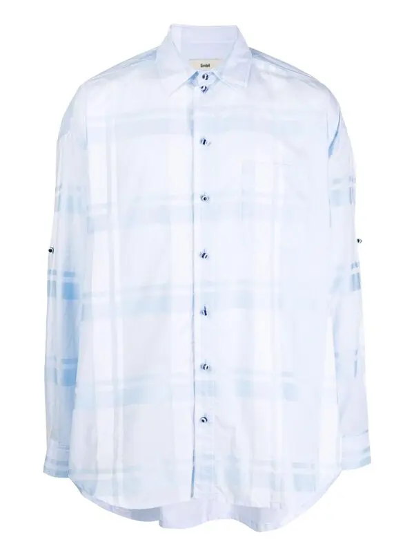 GMBH Semi-sheer Plaid Cotton Shirt - Blue