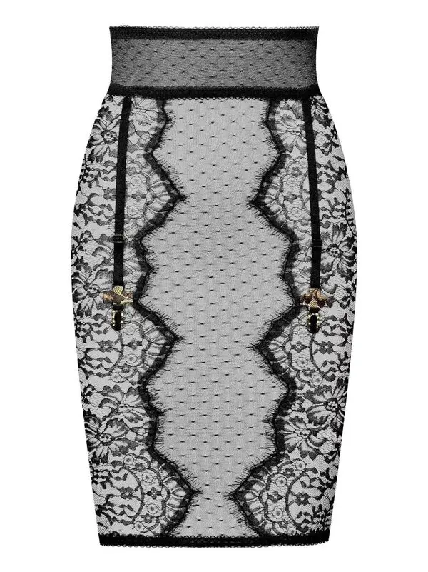 MAISON CLOSE Floral-lace Midi Skirt - Black