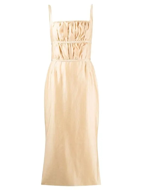 REJINA PYO Nym Ruched Midi Dress - Yellow