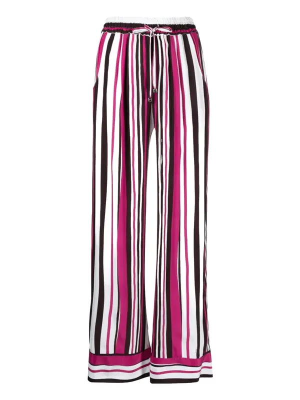 Kiton Striped Silk Palazzo Trousers - Pink