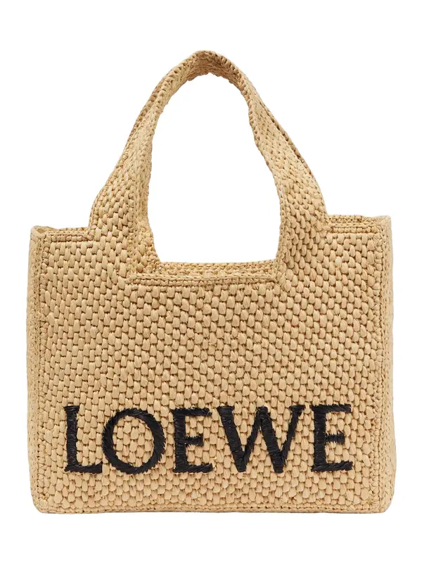 Loewe Small Logo Raffia Tote Bag - Beige