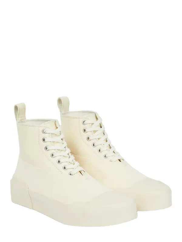 JIL SANDER Leather High-top Sneakers - White