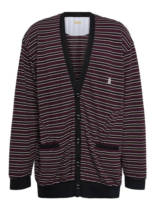Undercover Striped Cotton Cardigan - Red