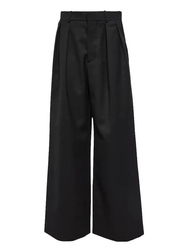 Wardrobe.NYC Pleated Wide-leg Wool Trousers - Black