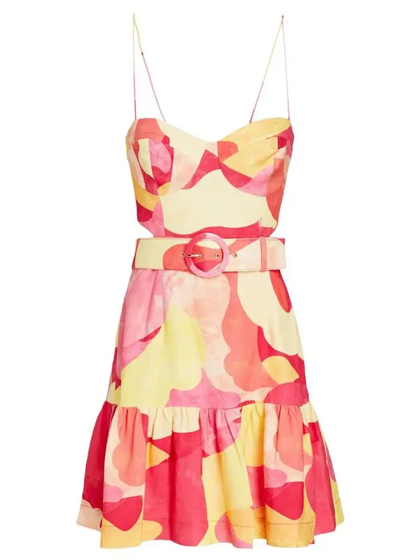 Rebecca Vallance Toretta Printed Mini Dress - Pastel Yellow