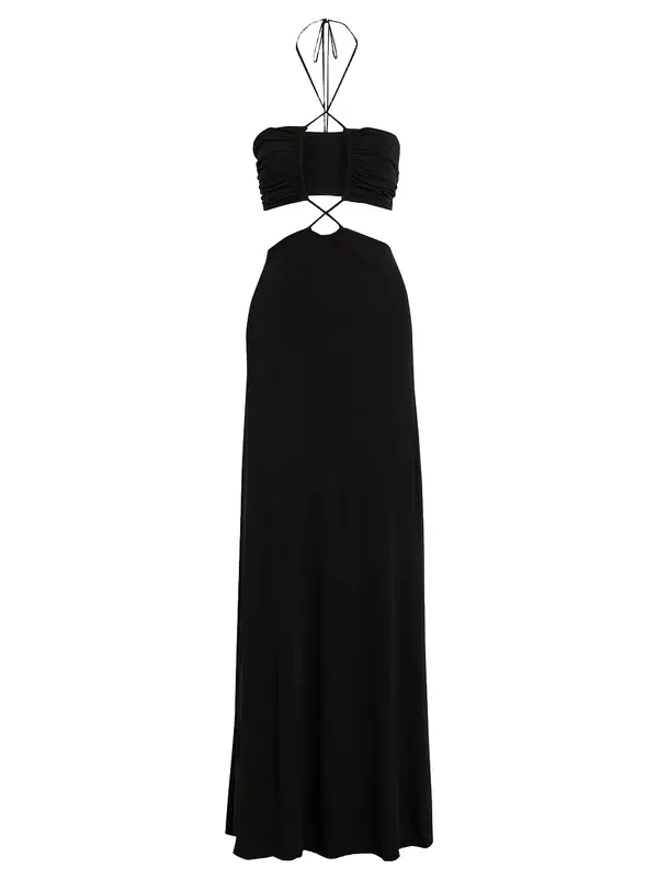 Halston Eva Cutout Jersey Gown - Black