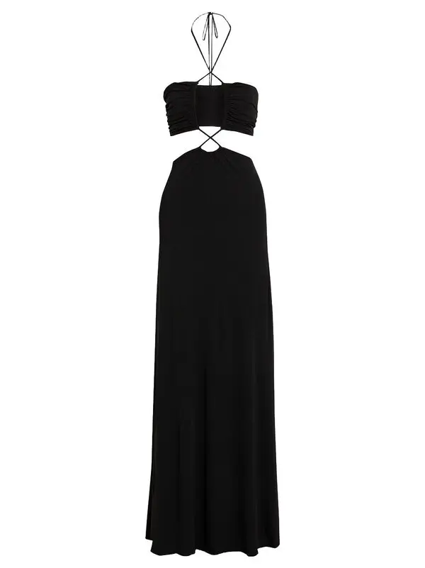 Halston Eva Cutout Jersey Gown - Black