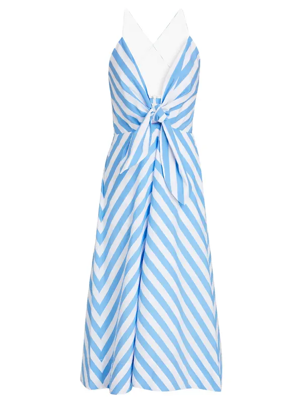 Rebecca Vallance Nini Knotted Striped Midi Dress - Light Blue