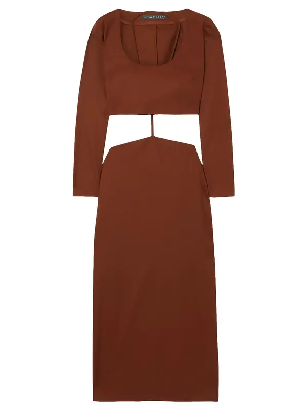 Zeynep Arçay Cutout Stretch-wool Midi Dress - Burgundy