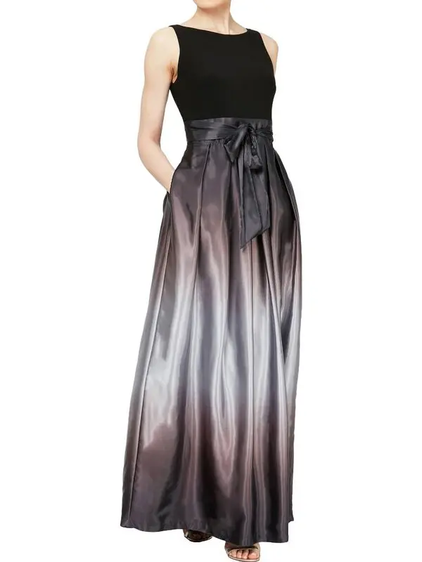 SL FASHIONS Slny Ombre Satin Gown - Bks