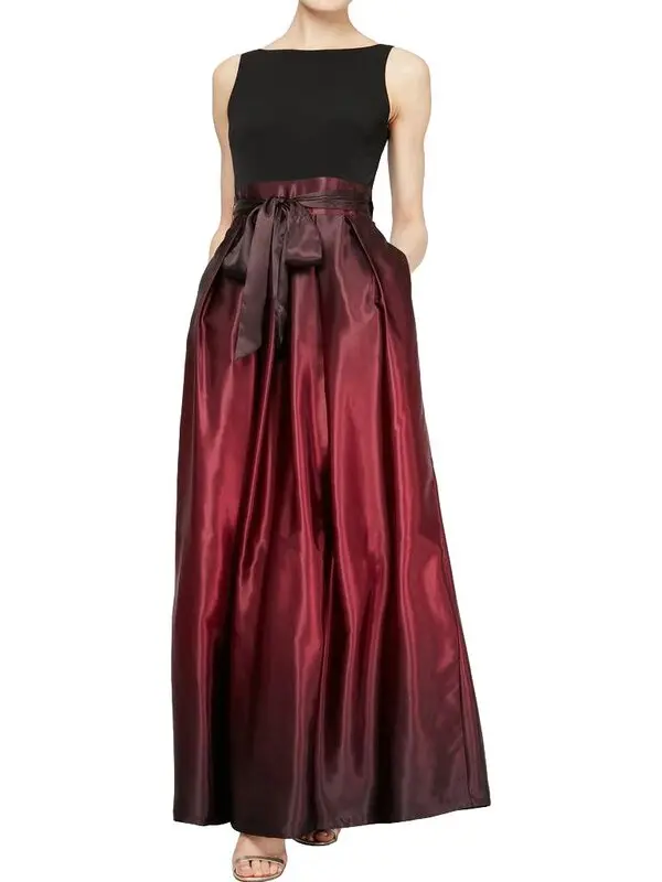 SL FASHIONS Slny Ombre Satin Gown - Fig