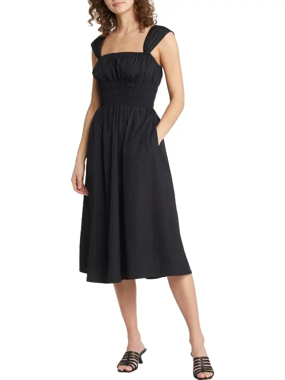 Chelsea28 Smocked Waist Midi Dress - Black