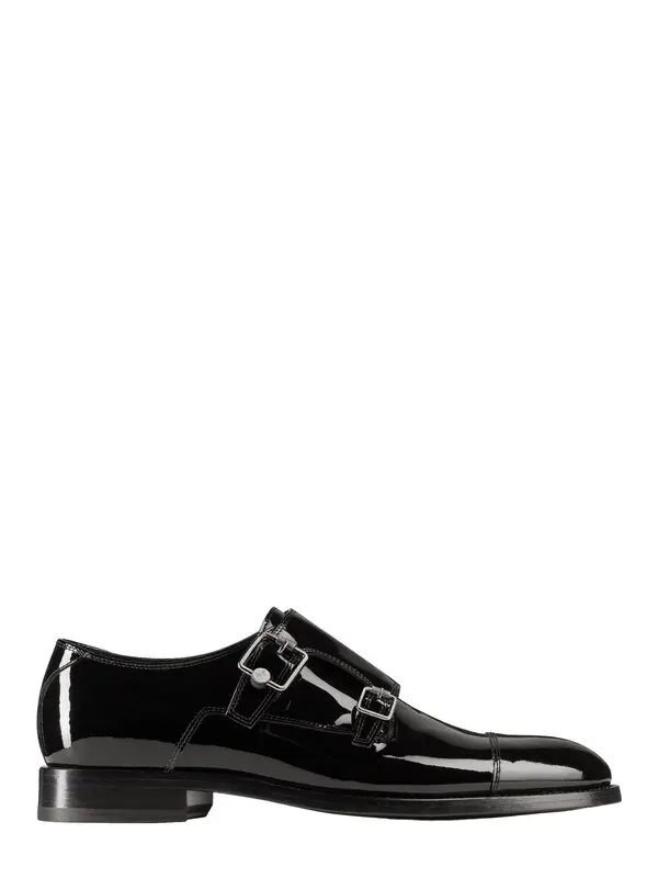 JIMMY CHOO Finnion Studded Monk Strap Shoes - Black