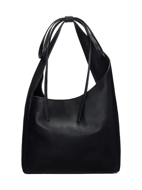 REFORMATION Small Vittoria Leather Tote - Black