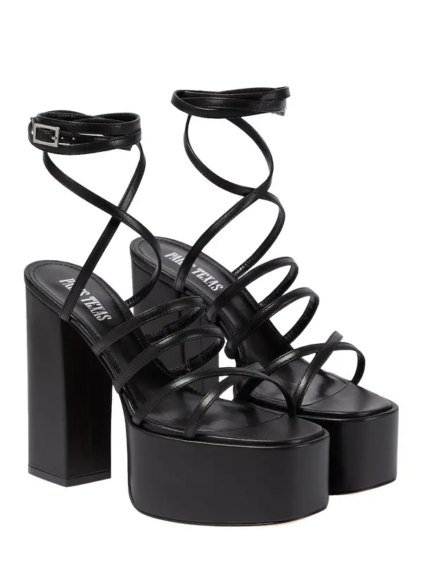 Paris Texas Evita Embellished Leather Sandals - Black