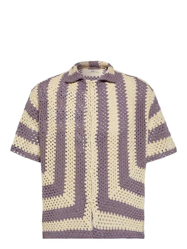 BODE Flagship Crochet Cotton Shirt - Purple
