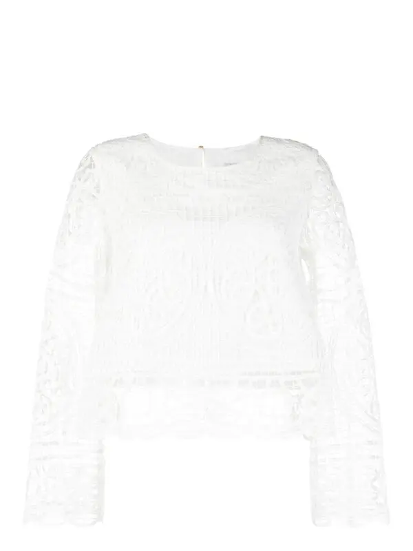 Max & Moi Guipure Lace Long-sleeve Top - White