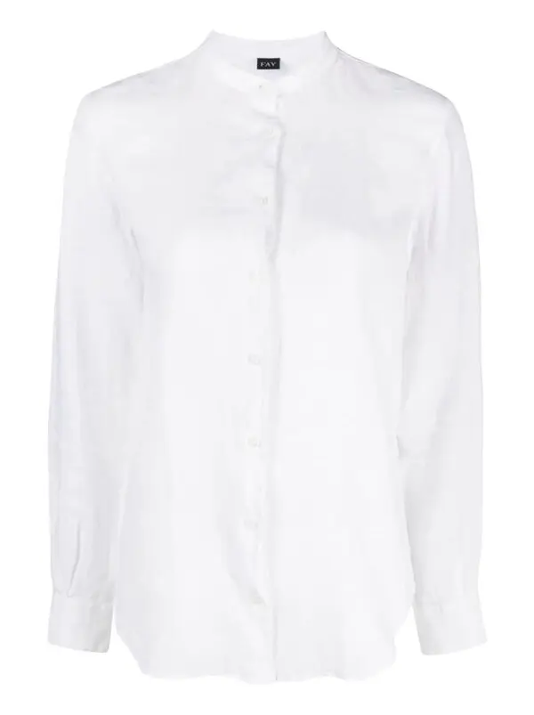 FAY Long-sleeve Linen Shirt - White