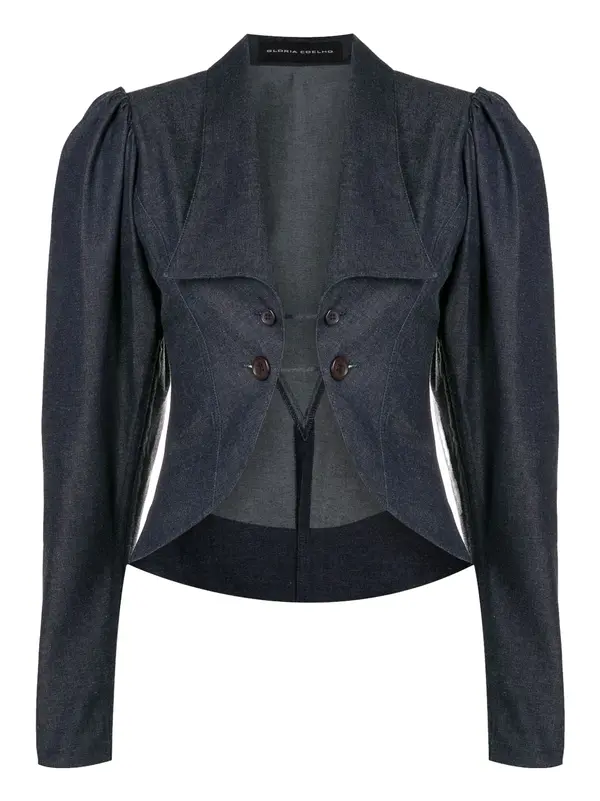 GLORIA COELHO Puff-sleeves Fitted Jacket - Blue