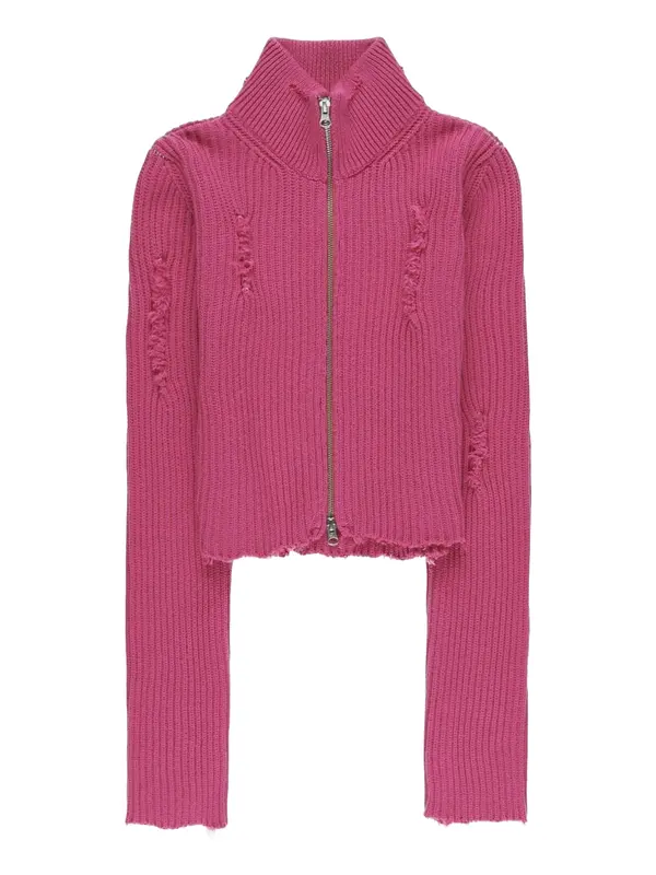 MAISON MARGIELA Zip-up Cropped Cardigan - Pink