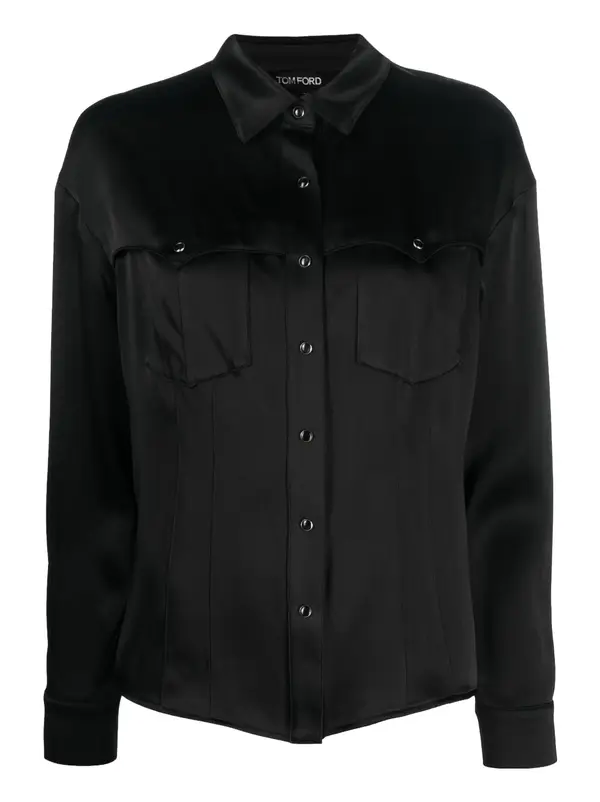 TOM FORD Western-style Satin Shirt - Black