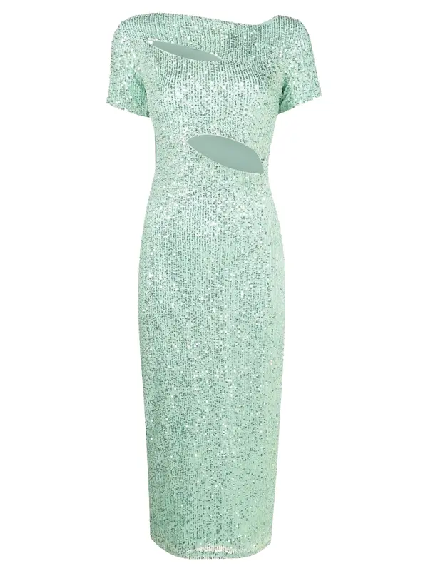 GLORIA COELHO Sequin-embellished Cut-out Midi Dress - Green