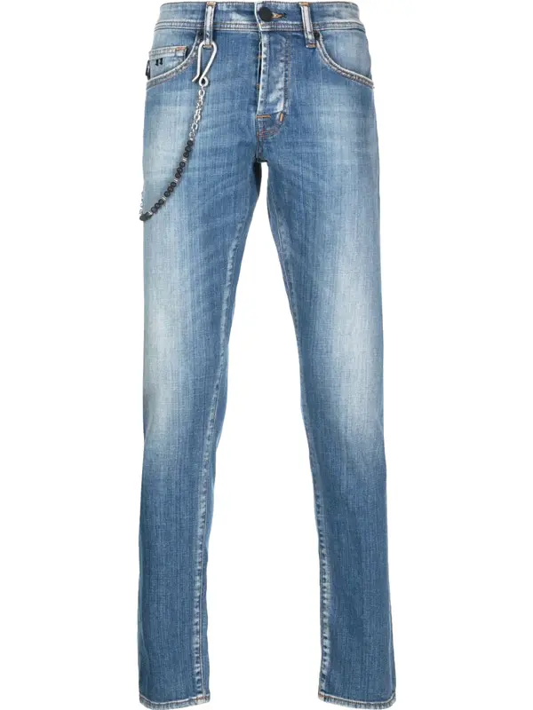 TRAMAROSSA Chain-detailed Straight-leg Jeans - Blue